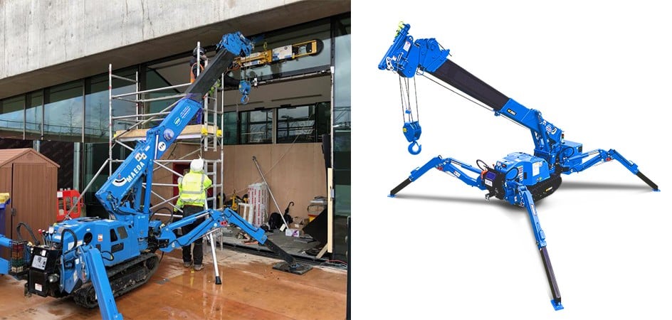 Spider crane with searcher hook gets the load up and under | Hird